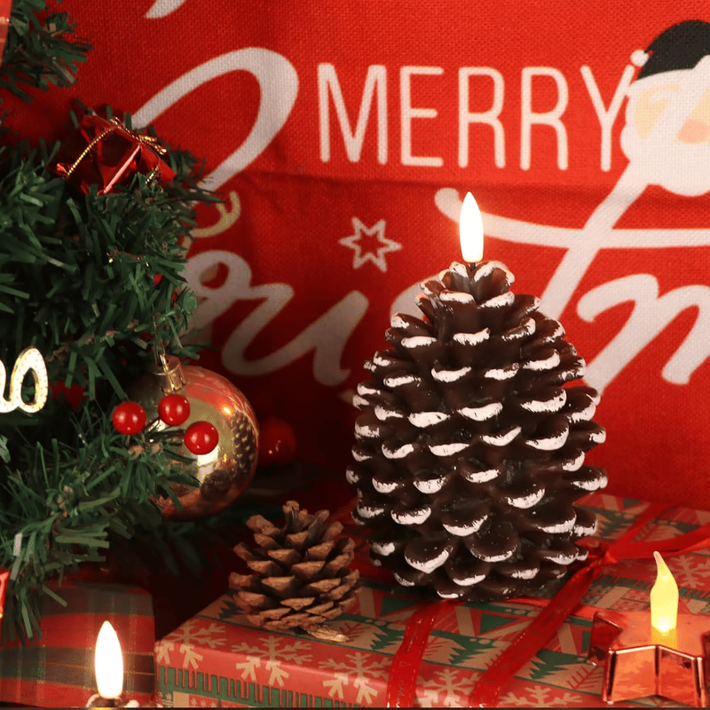 Christmas 3D Pine Cone Candles-Flameless Pine Cone Candles & Real ...