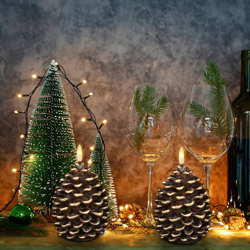 Christmas 3D Pine Cone Candles-Flameless Pine Cone Candles & Real ...